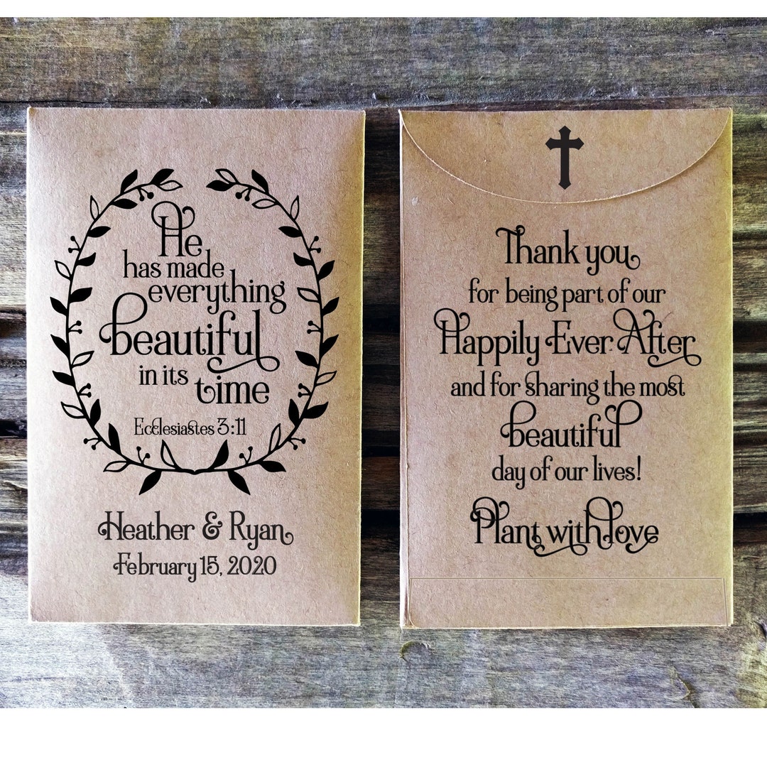 Custom Christian Wedding Favors, 'he Has Made Everything' Scripture ...