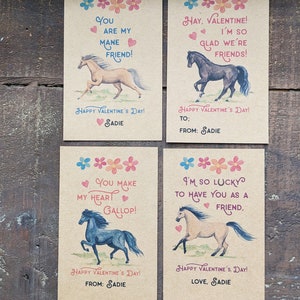 Personalized Horse Valentines for Kids Classroom, Custom Printed Cards ...