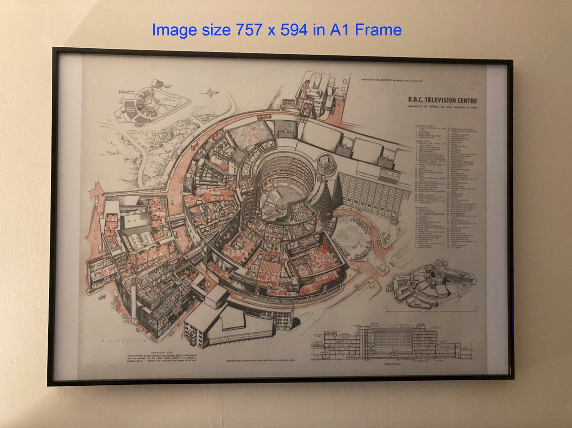BBC TVC Television Centre Architects Drawing Print Plan Poster 1957 for ...