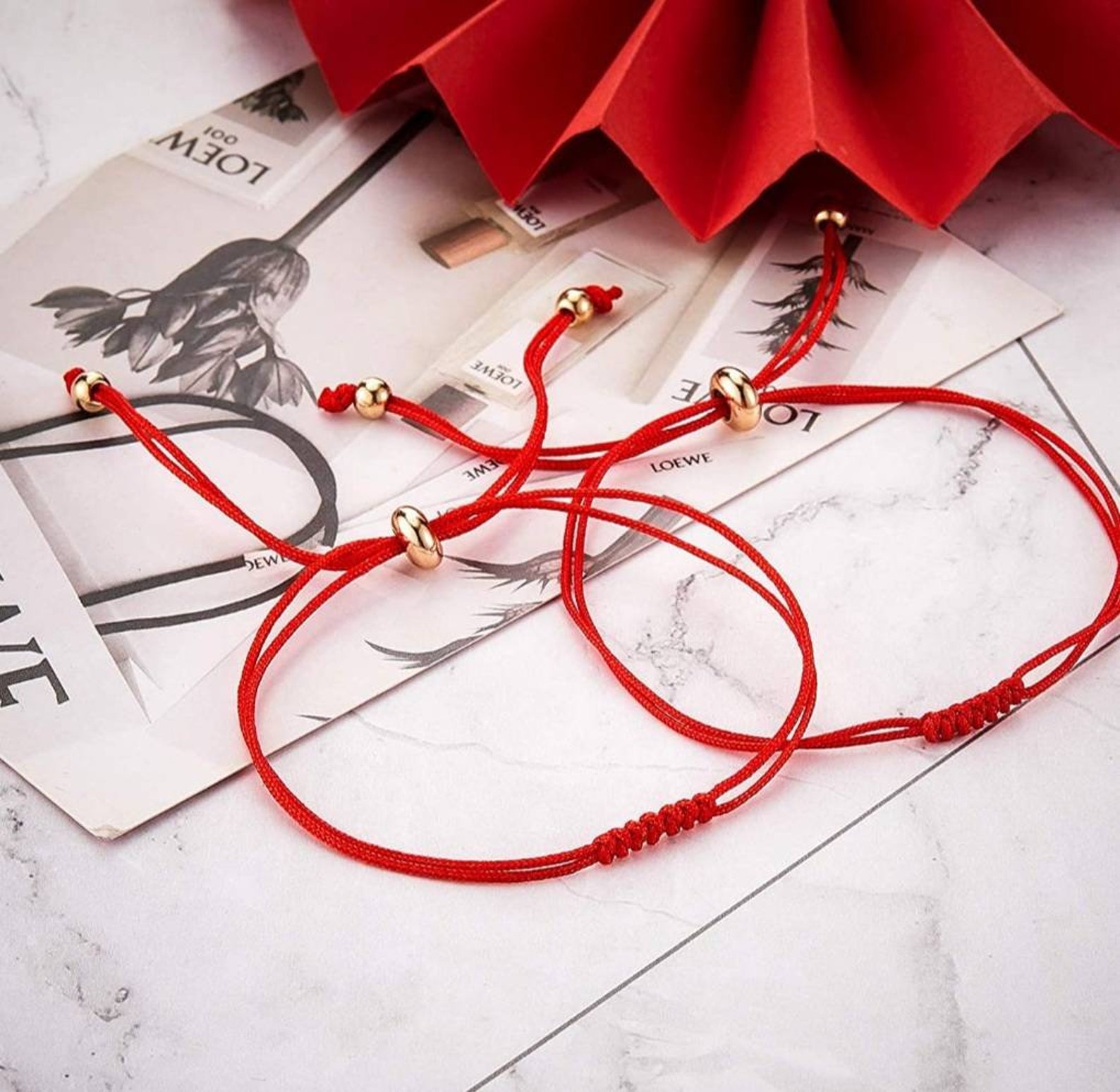 Set of 2 7 knots Red good luck Bracelets | Etsy