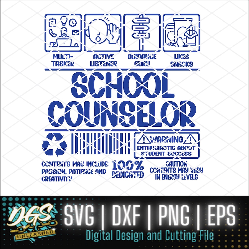 School Counselor Label SVG, Dxf, Eps, and Png Digital Cut File, Digital ...