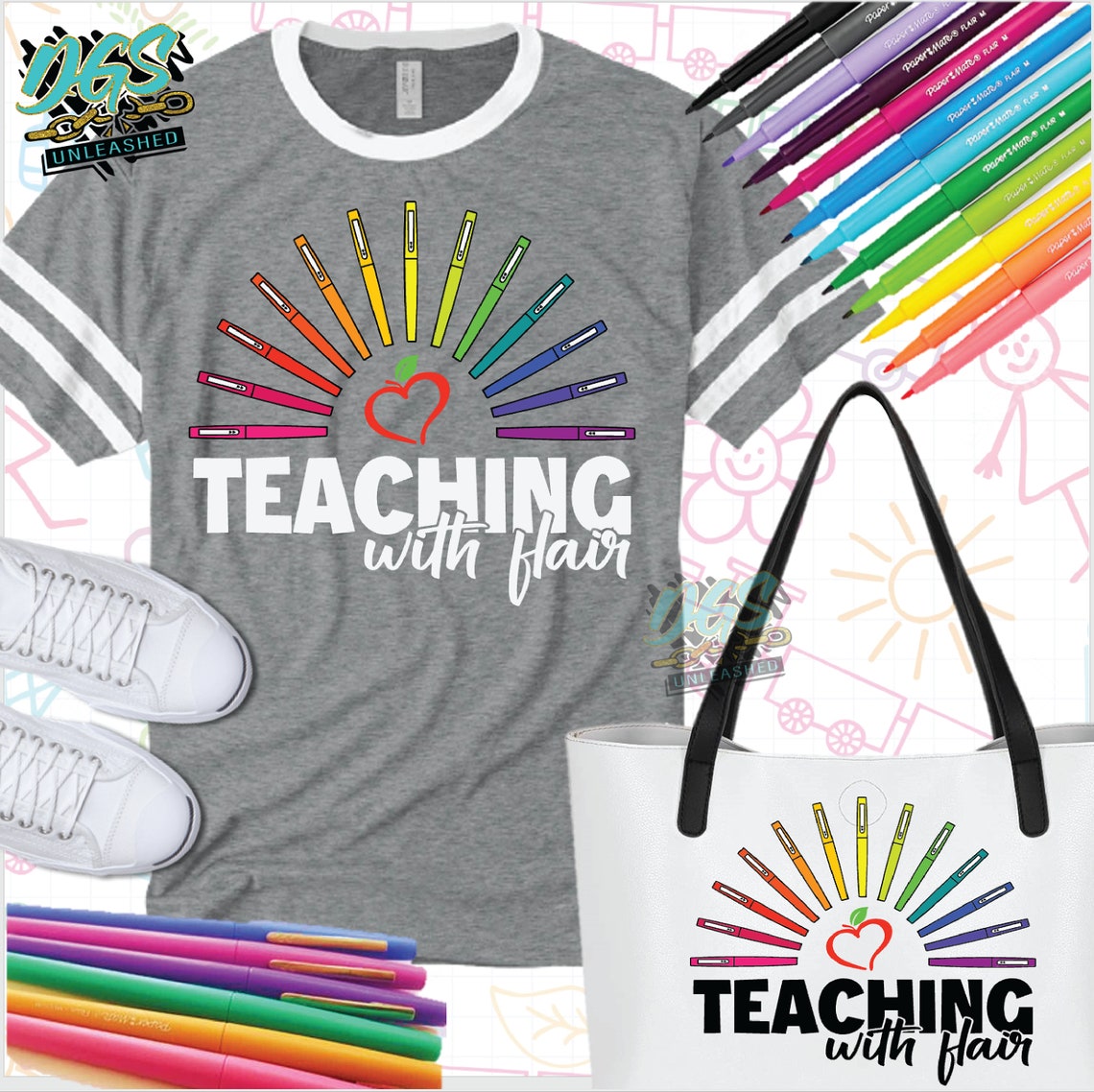 Teaching With Flair SVG Dxf Eps and Png Digital Cut File - Etsy