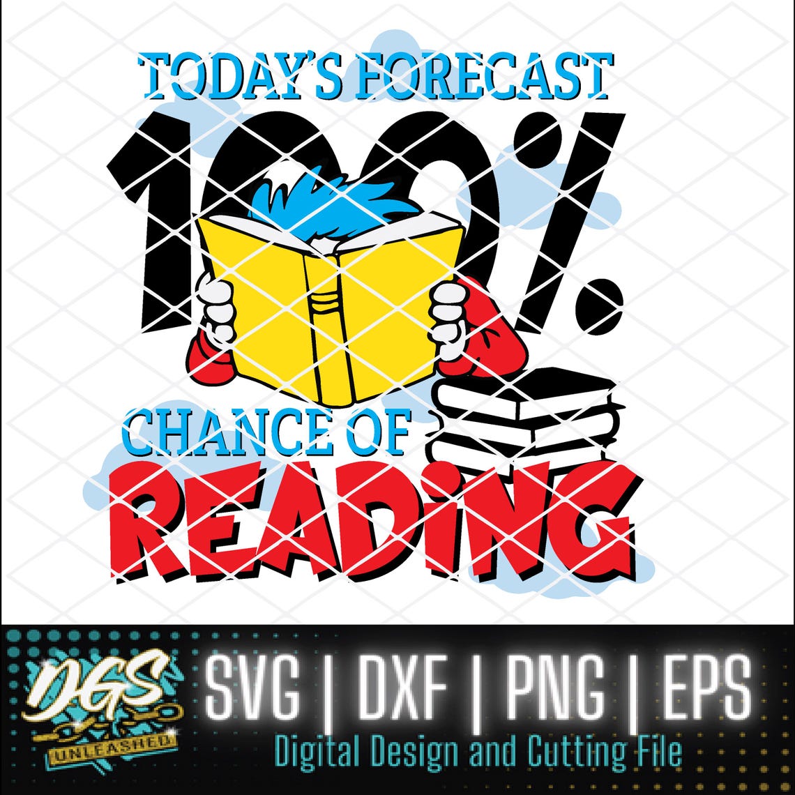 100% Chance of Reading SVG, Dxf, Eps, and Png Digital Design, Reading ...