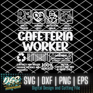 Cafeteria Worker Label SVG, Dxf, Eps, and Png Digital Cut File, Back to ...