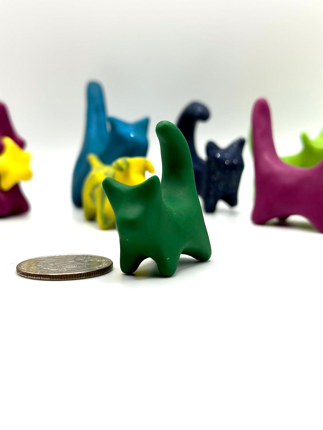 Lucky Forest Green Clay Cat - Etsy