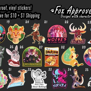 Cartoon Animal Stickers by Foxapproved - Five Pack - Pick From 70 Vinyl ...