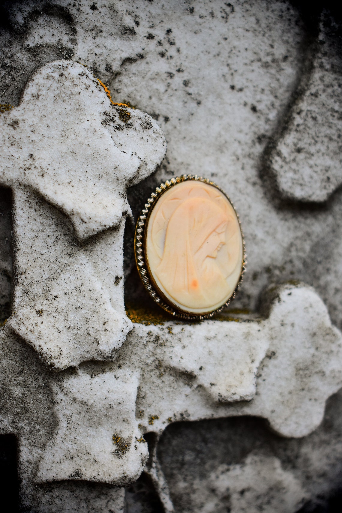 Antique Blessed Virgin Mary Shell Gold Brooch - Etsy