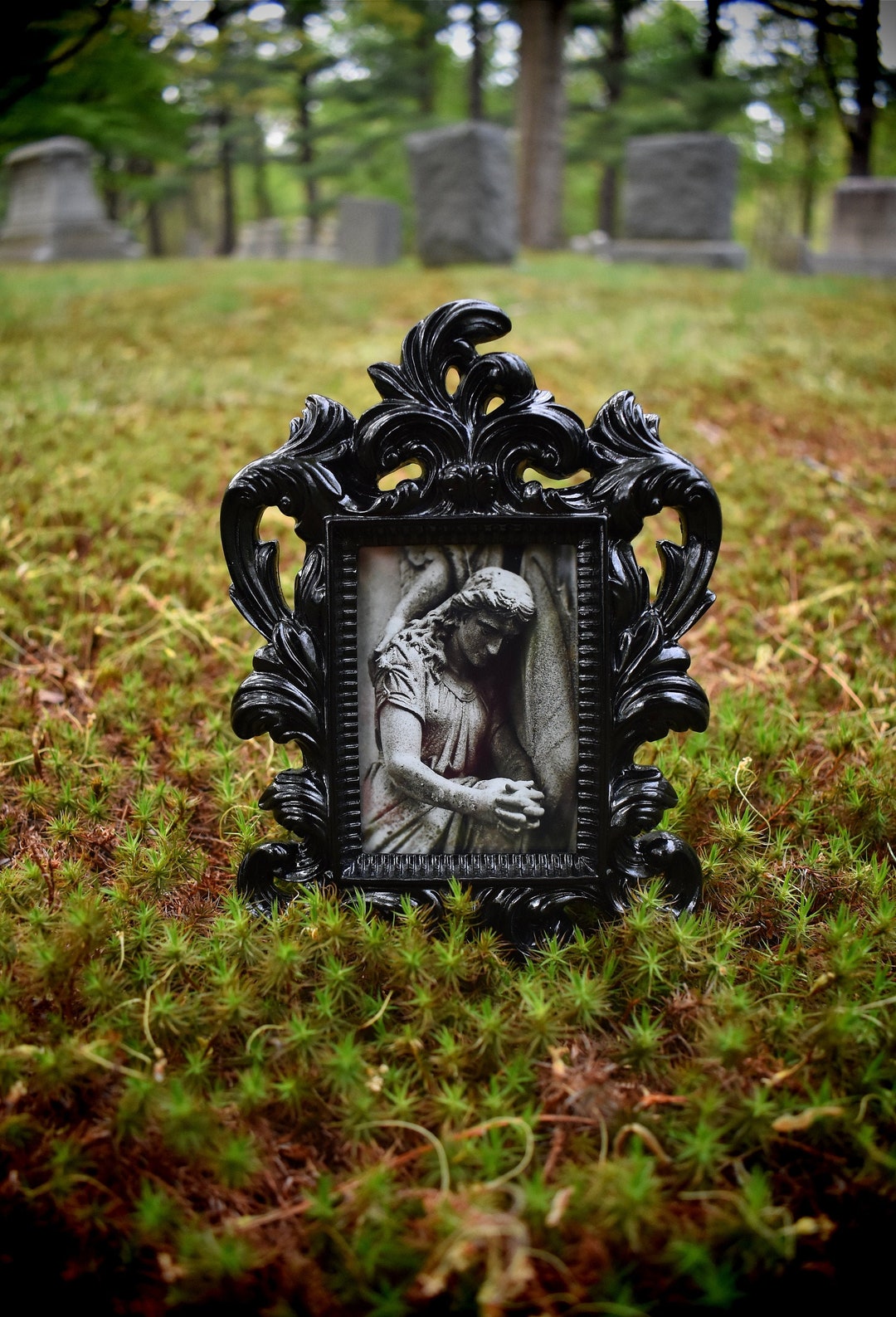 I Invoke Thee, Mini Cemetery Photography in Glossy Gothic Gilded Frame ...