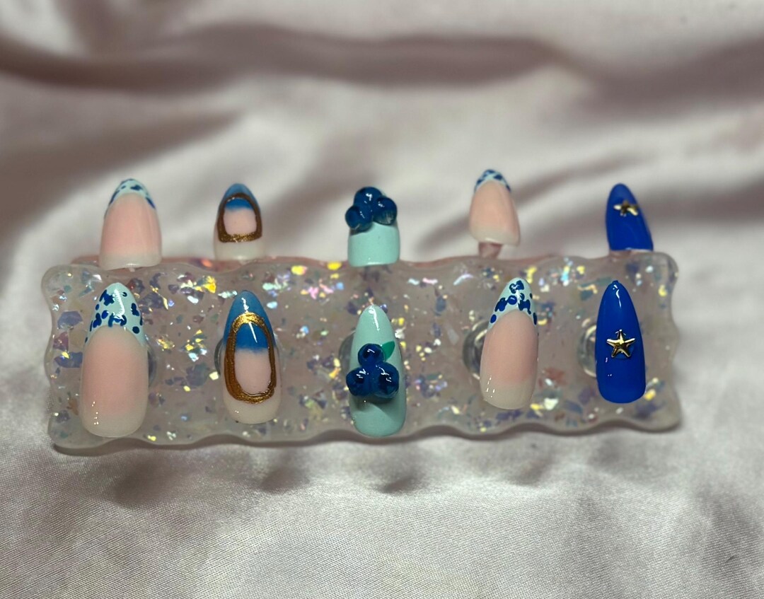 Blueberry 3d Press on Nails! |3d Nails| Blue Nails| Fruit Nails ...