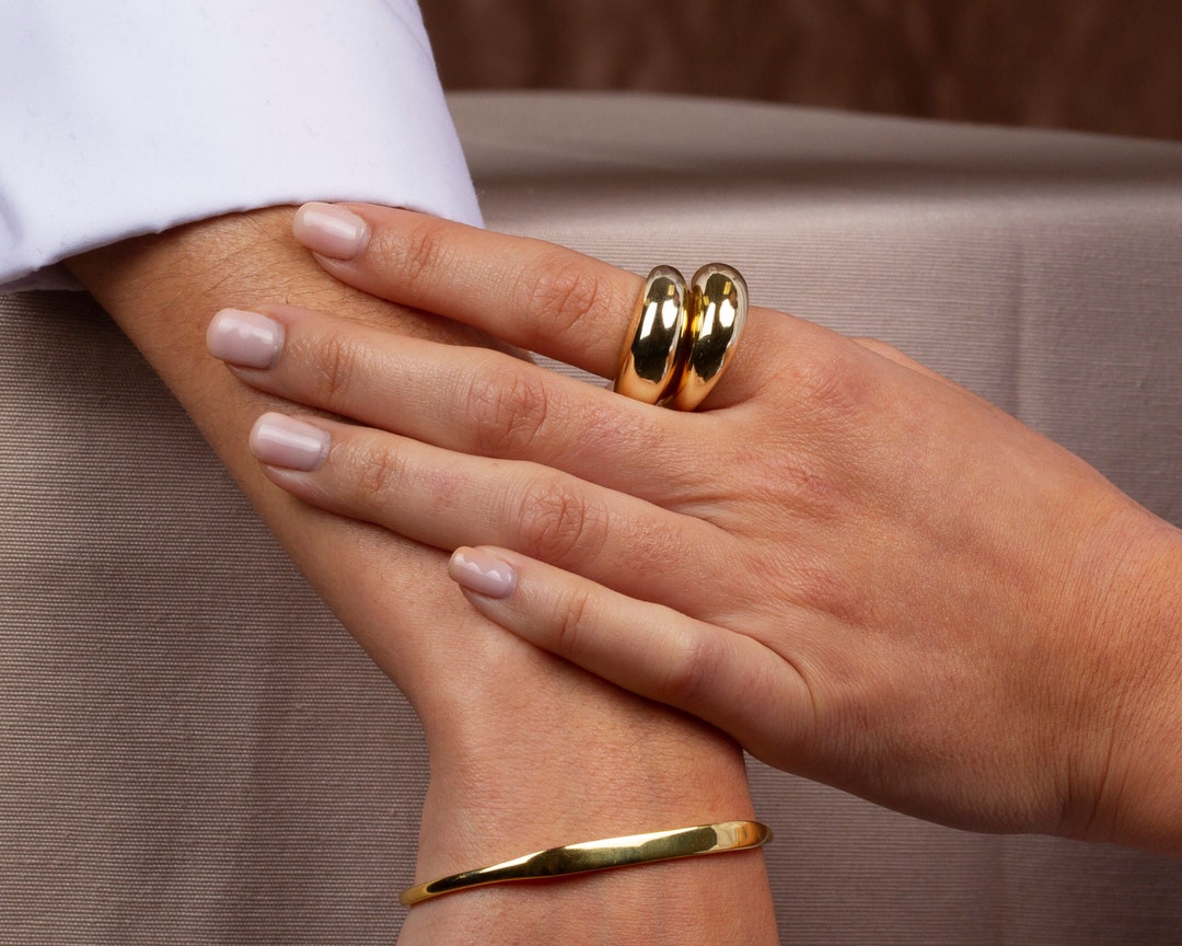 18k Gold Plated Dome Ring: 925 Sterling Silver Statement Ring - Etsy