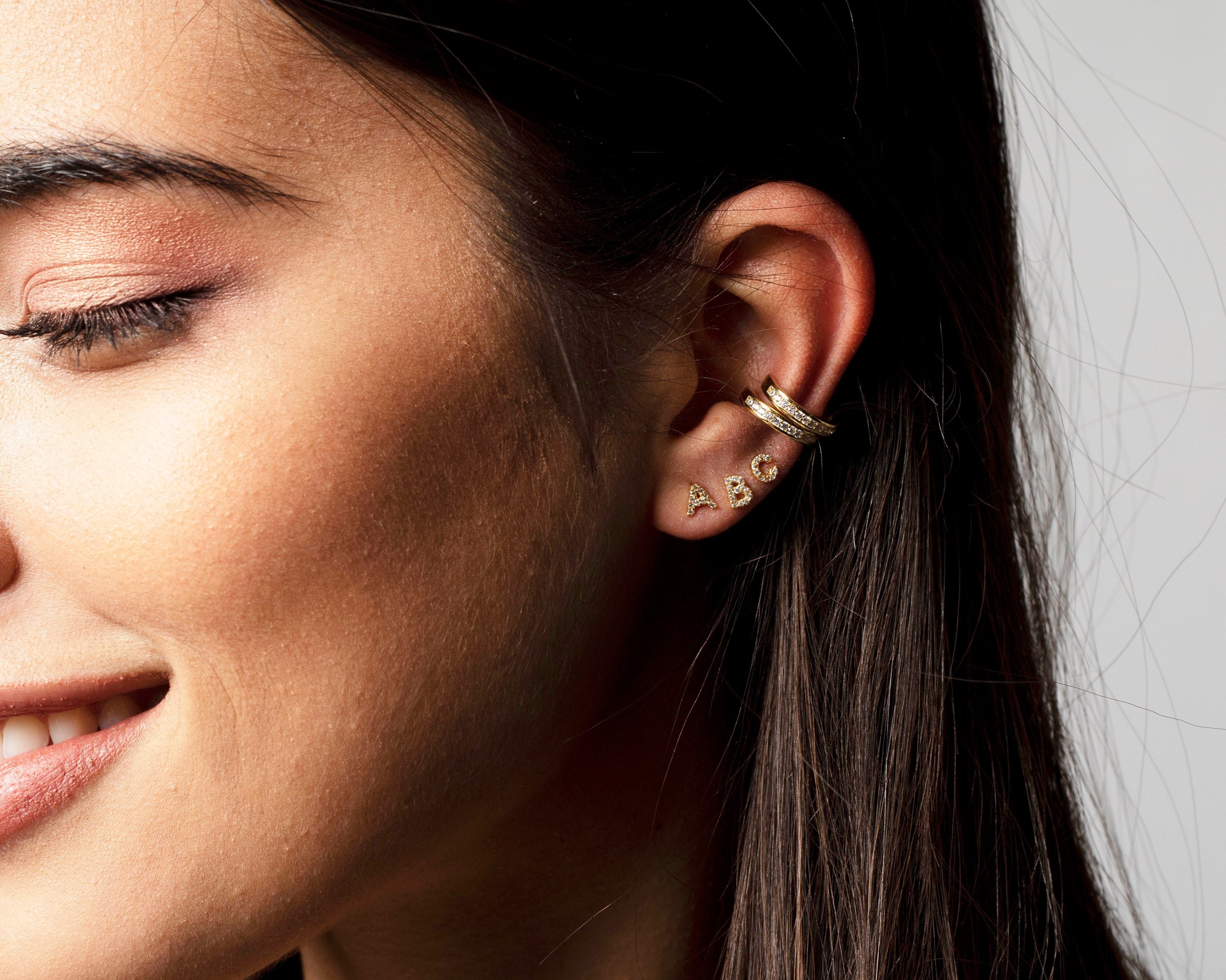 Non pierced conch ear cuff Gold cz ear cuff Huggie ear cuff | Etsy