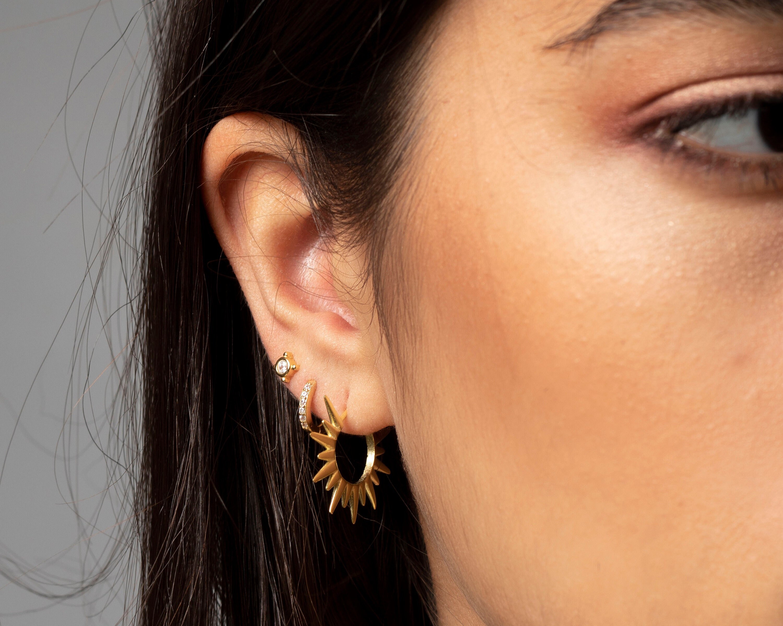 Gold Spike Hoop Earrings