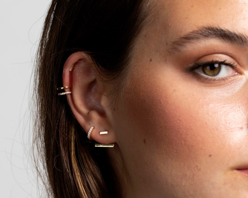 Bar Ear Jacket Earrings Gold Bar Earrings gold Ear Jacket - Etsy UK