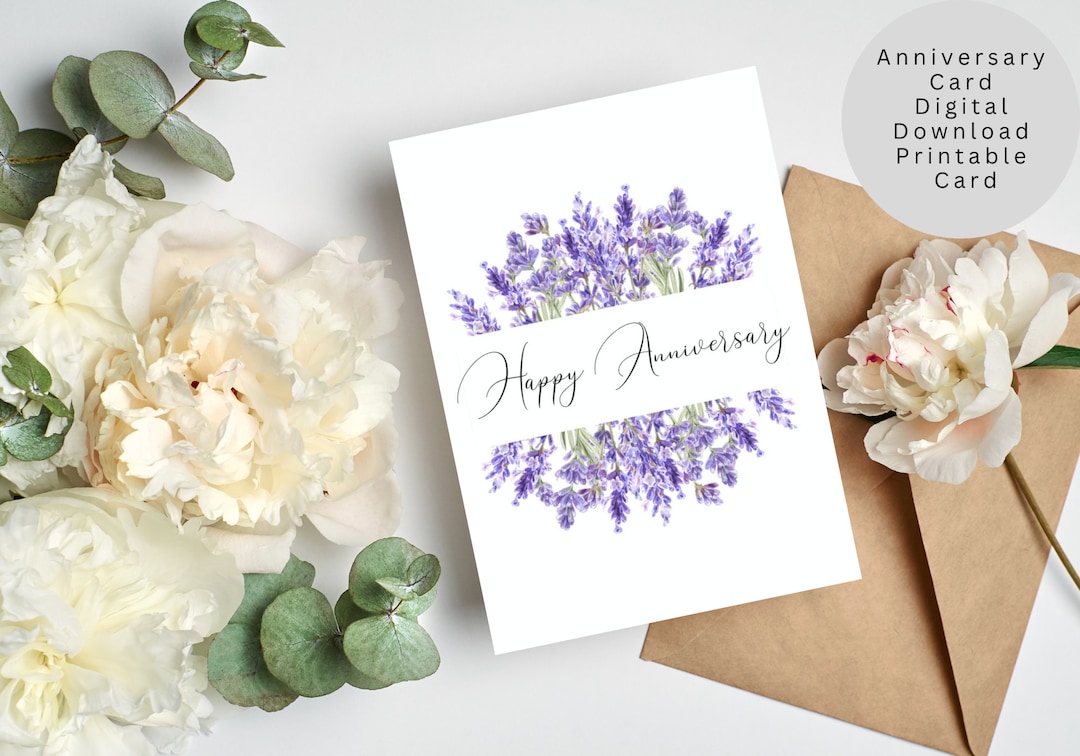 Anniversary Printable Card/ Beautiful Happy Anniversary Card/ Instant ...