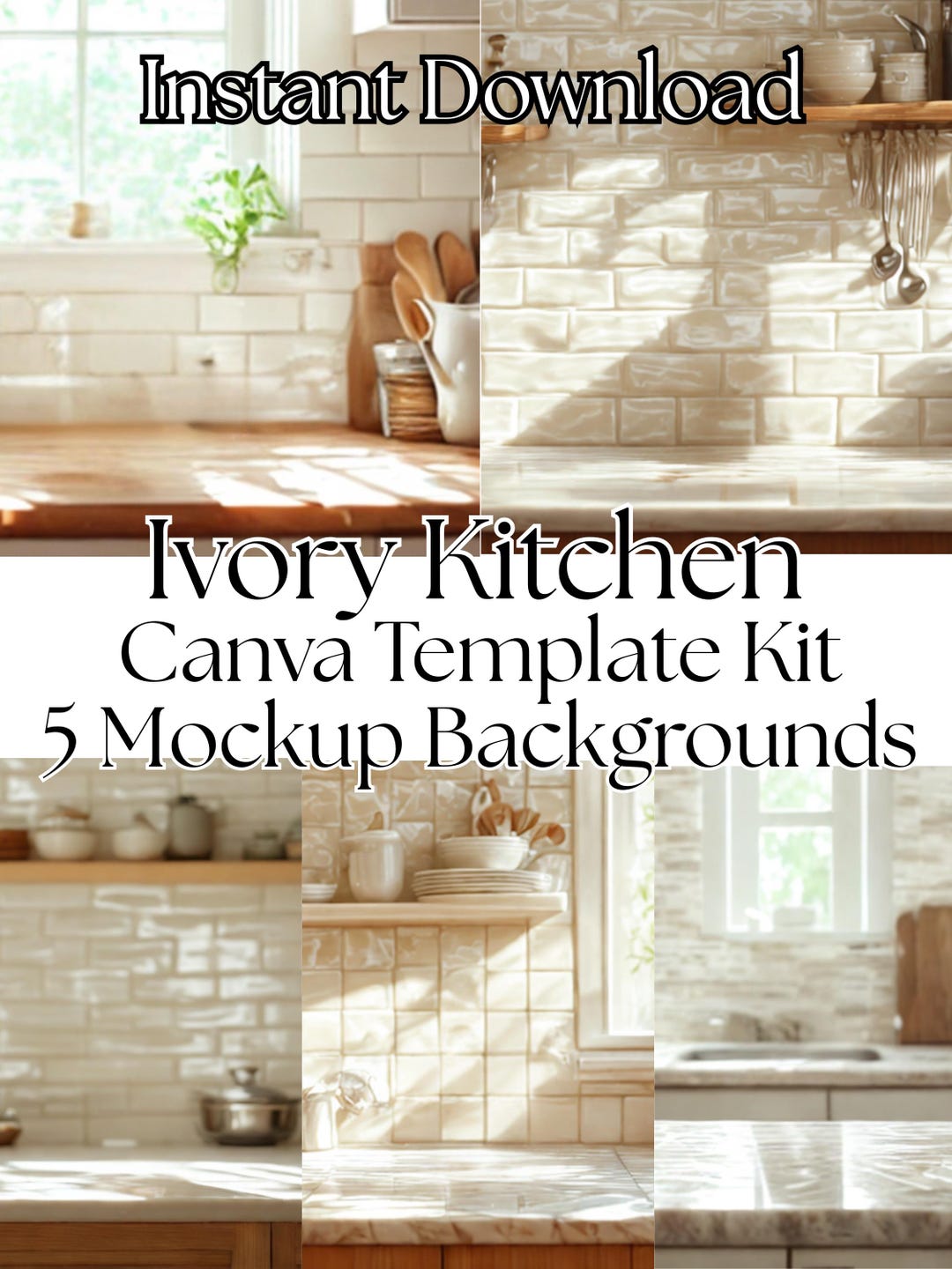 Canva Ivory Kitchen Mockup | Kitchen Counter Background Template ...