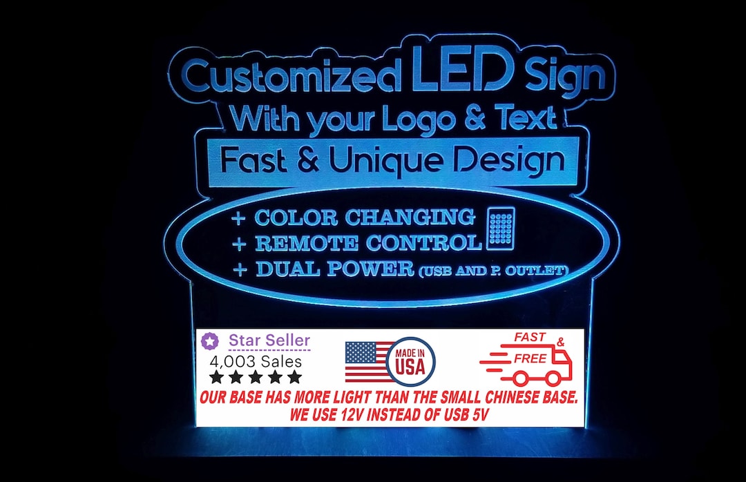 Customized Tabletop LED Sign With Your Logo & Text Light Lamp/sign ...