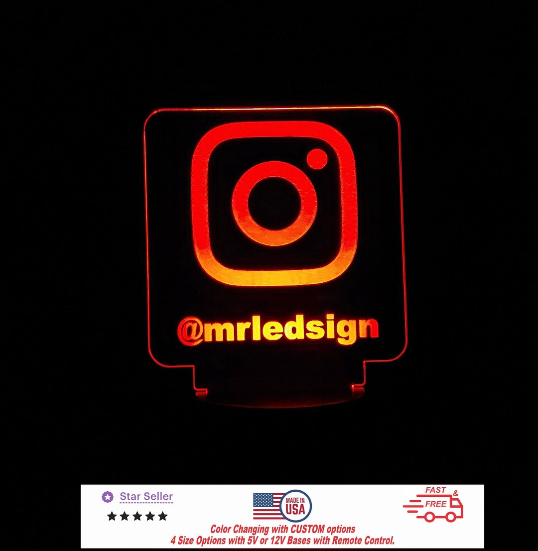 Custom Social Media Sign Personalized LED Night Light, Neon Sign ...