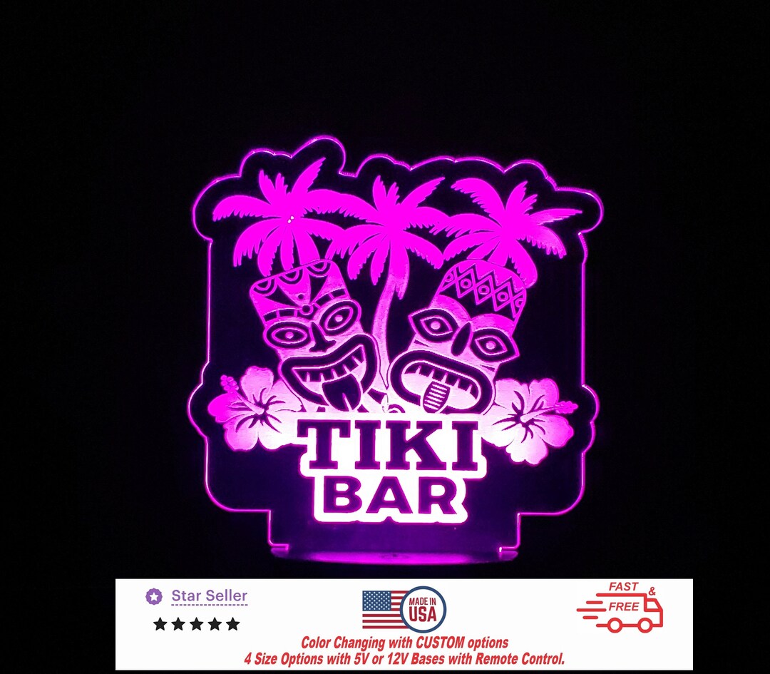 Personalized Tiki Bar LED Sign – Custom Acrylic Night Light - Etsy