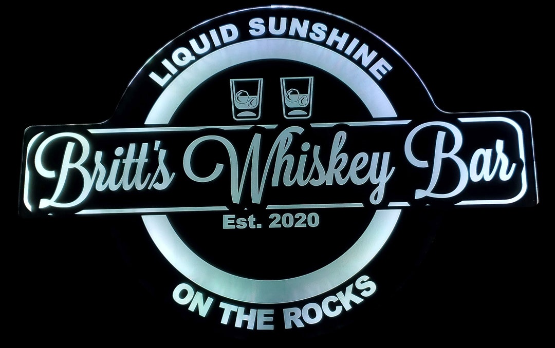 Custom Whiskey Bourbon Bar Led Wall Sign Neon Like - Color Changing ...