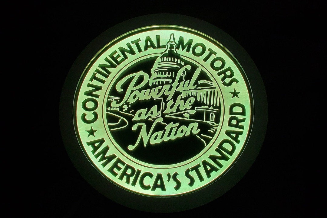Vintage Continental Motors Wall Mounted Round Logo LED Light Lamp/sign ...