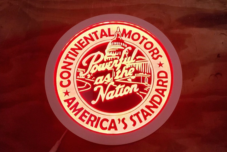 Vintage Continental Motors Wall Mounted Round Logo LED Light - Etsy
