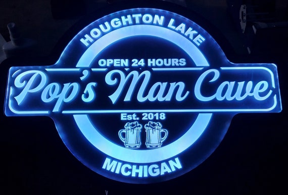Man Cave Custom Acrylic Wall Led Sign Night Light Neon Like - Etsy