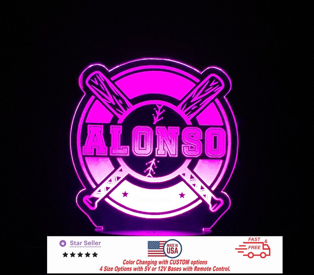 Baseball Batter Hitter Personalized LED Night Light - Neon Sign, Custom ...