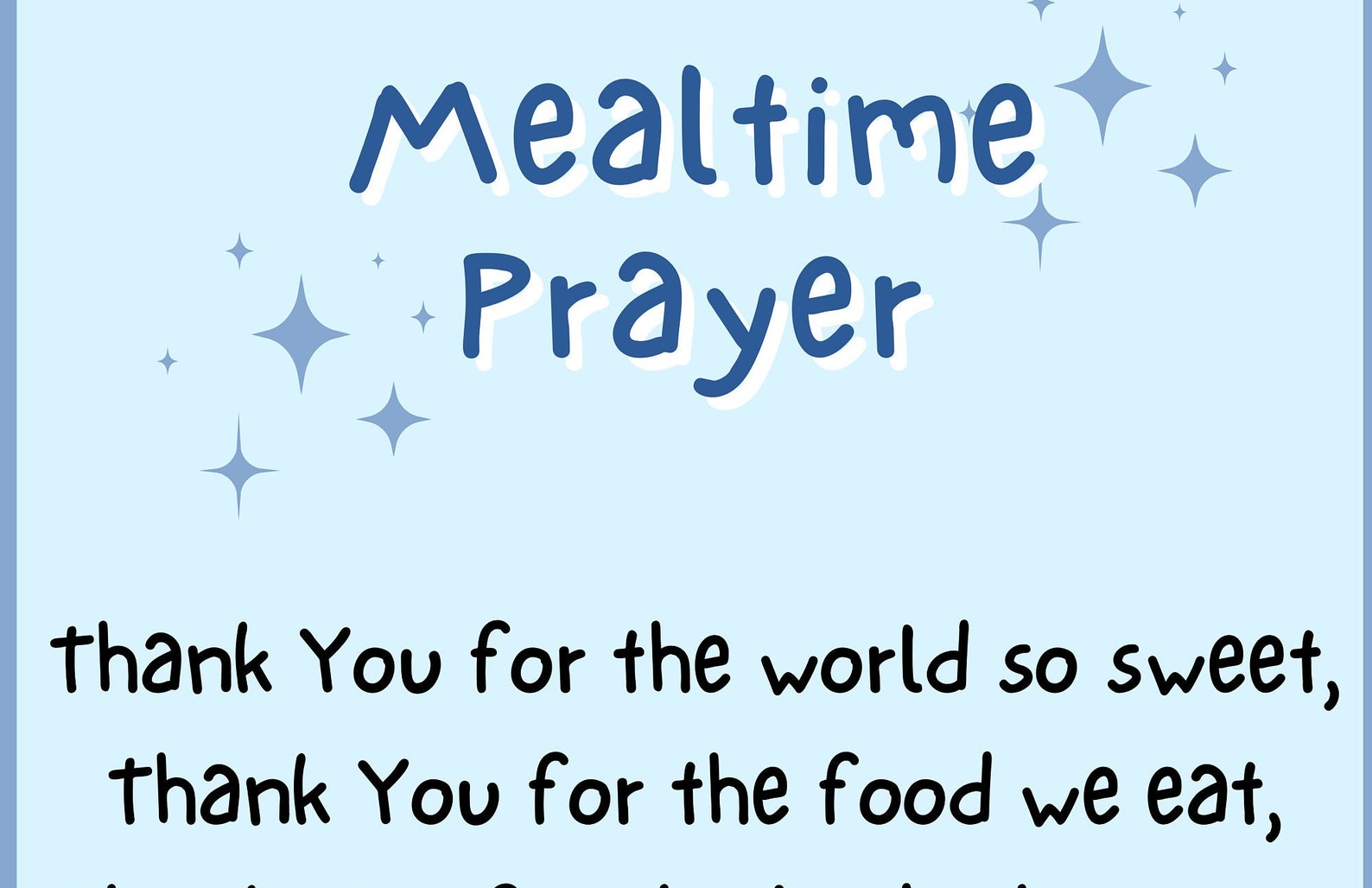 Printable Mealtime Prayer Poster - Suitable for Infants, Toddlers ...