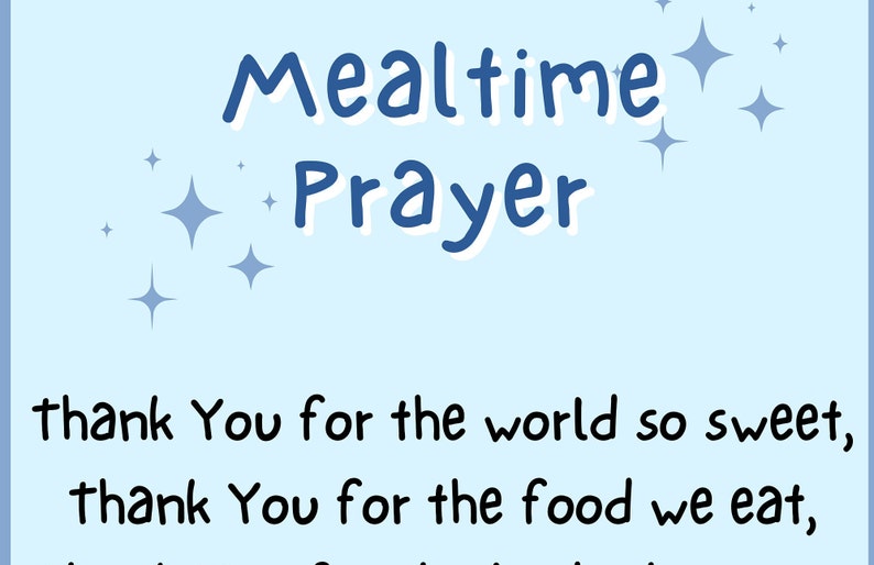 Printable Mealtime Prayer Poster - Suitable for Infants, Toddlers ...