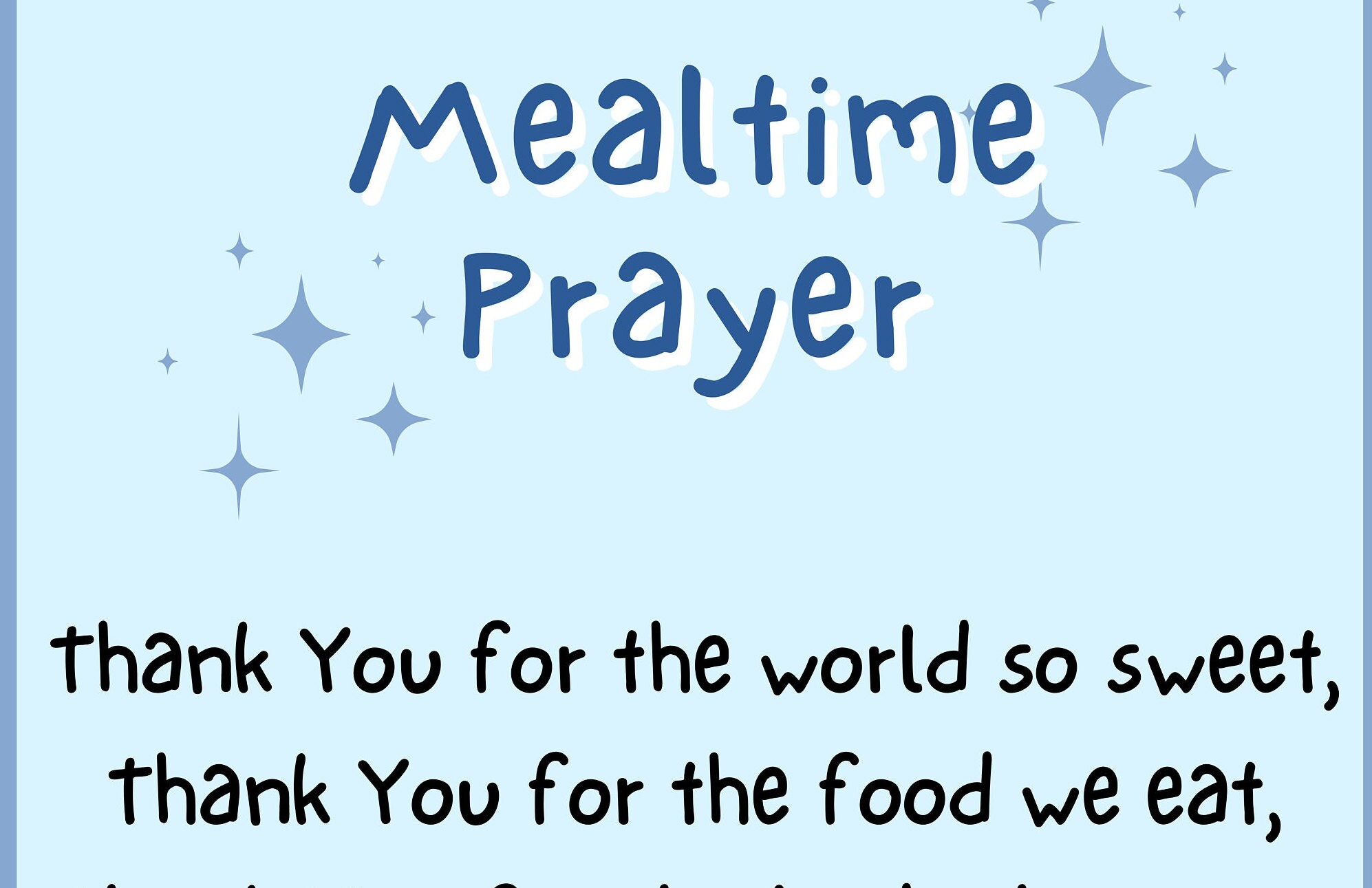 Printable Mealtime Prayer Poster - Suitable for Infants, Toddlers & Preschoolers - Etsy