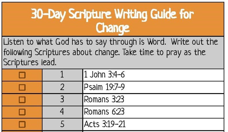 30-day Scripture Writing Guide on Change - Etsy