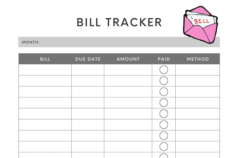 Budget and Bill Tracker Printable - Etsy