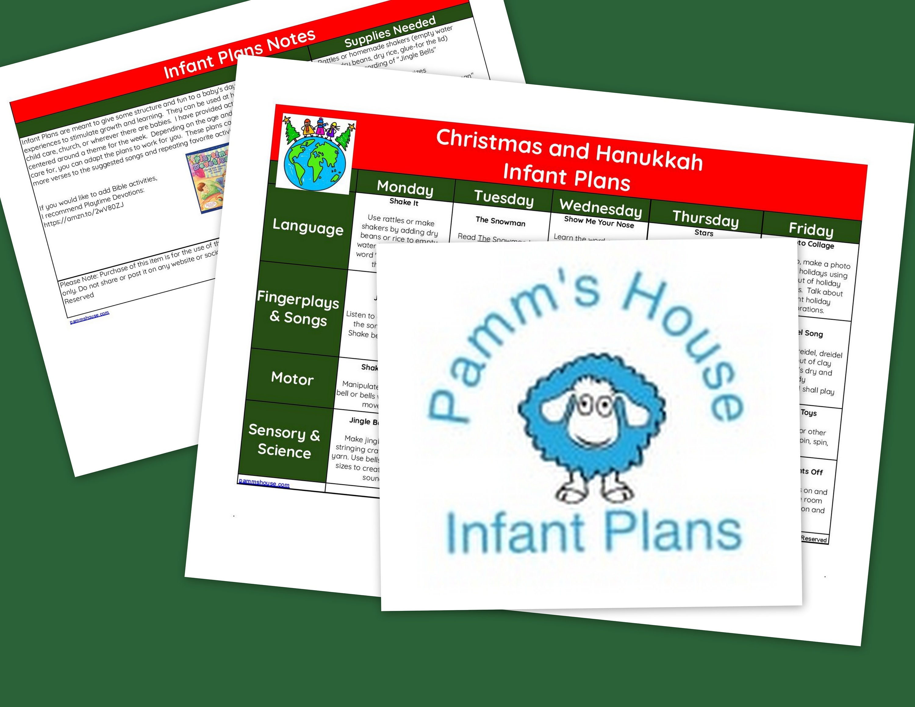 Christmas and Hanukkah Printable Infant Lesson Plans for Baby ...