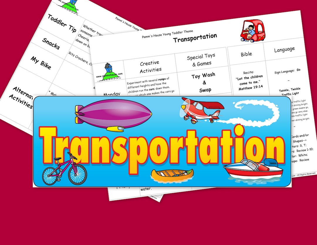 Printable Toddler Theme - Transportation - Learning Through Play - Etsy