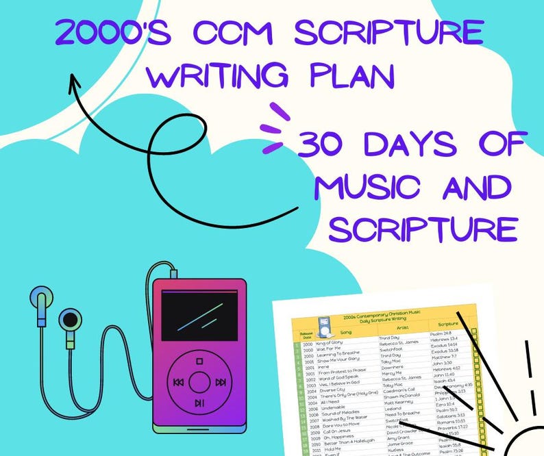 2000s Contemporary Christian Music Scripture Writing Plan - 31 Days - Etsy