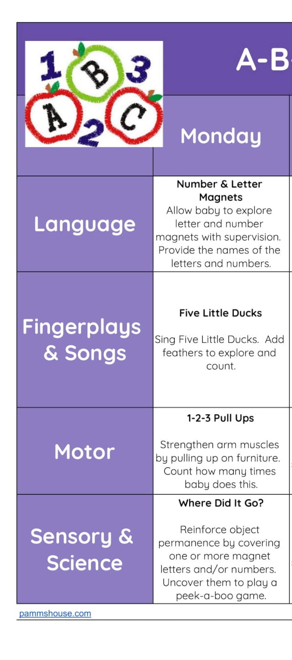 A-B-C & 1-2-3 Printable Infant Lesson Plans for Baby - Learning Through ...