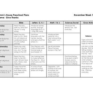 Preschool Lesson Plans for November - Bible Based - Learn Through Play ...