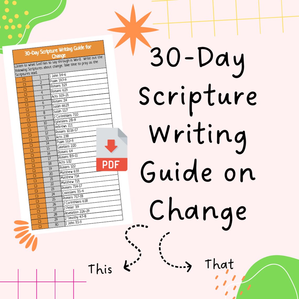 30-day Scripture Writing Guide on Change - Etsy