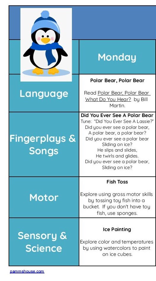 Arctic Printable Infant Lesson Plans for Baby - Learning Through Play ...