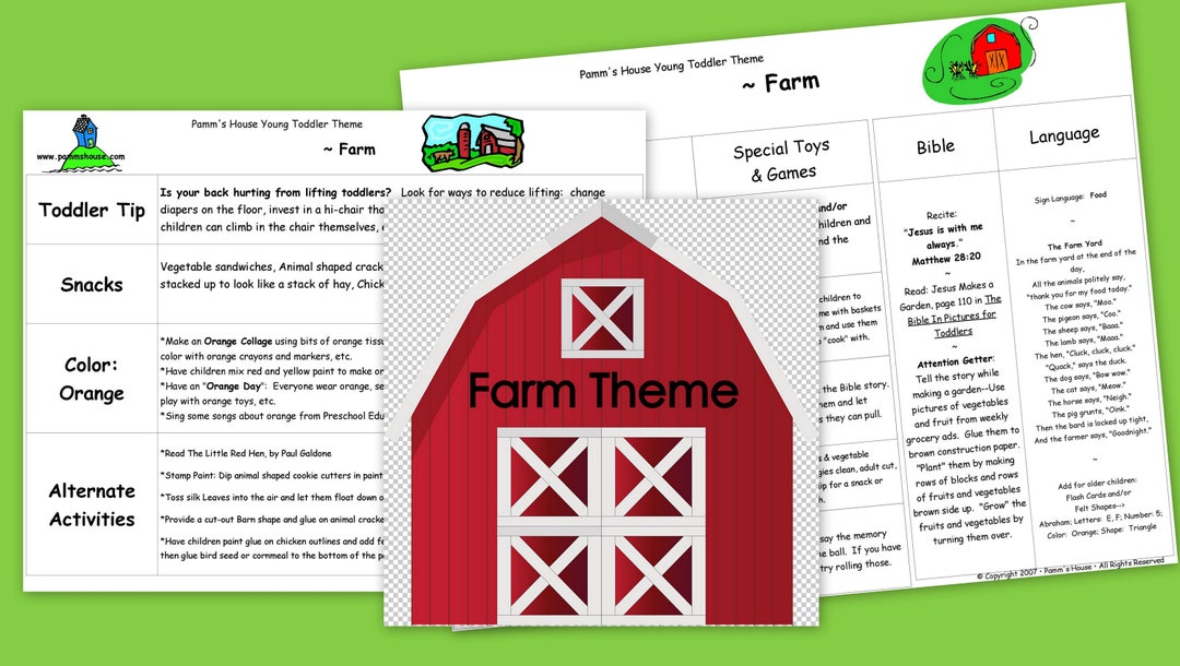 Printable Toddler Theme - Farm - Learning Through Play - Etsy