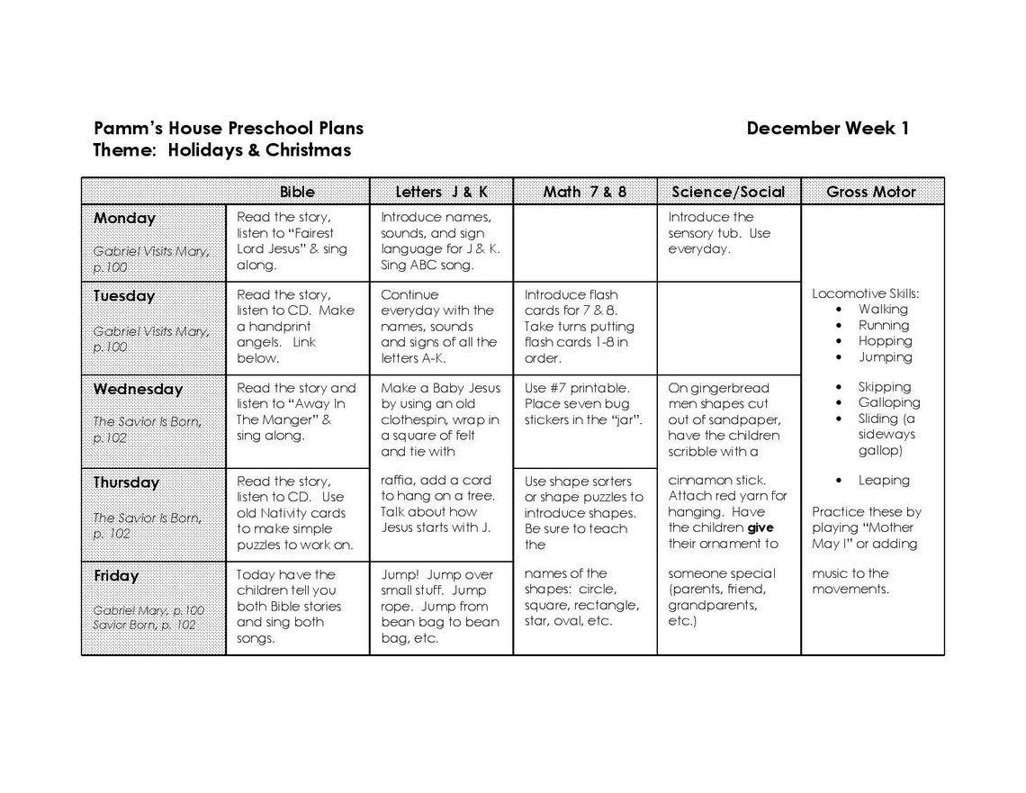 Preschool Lesson Plans for December - Bible Based - Learn Through Play ...