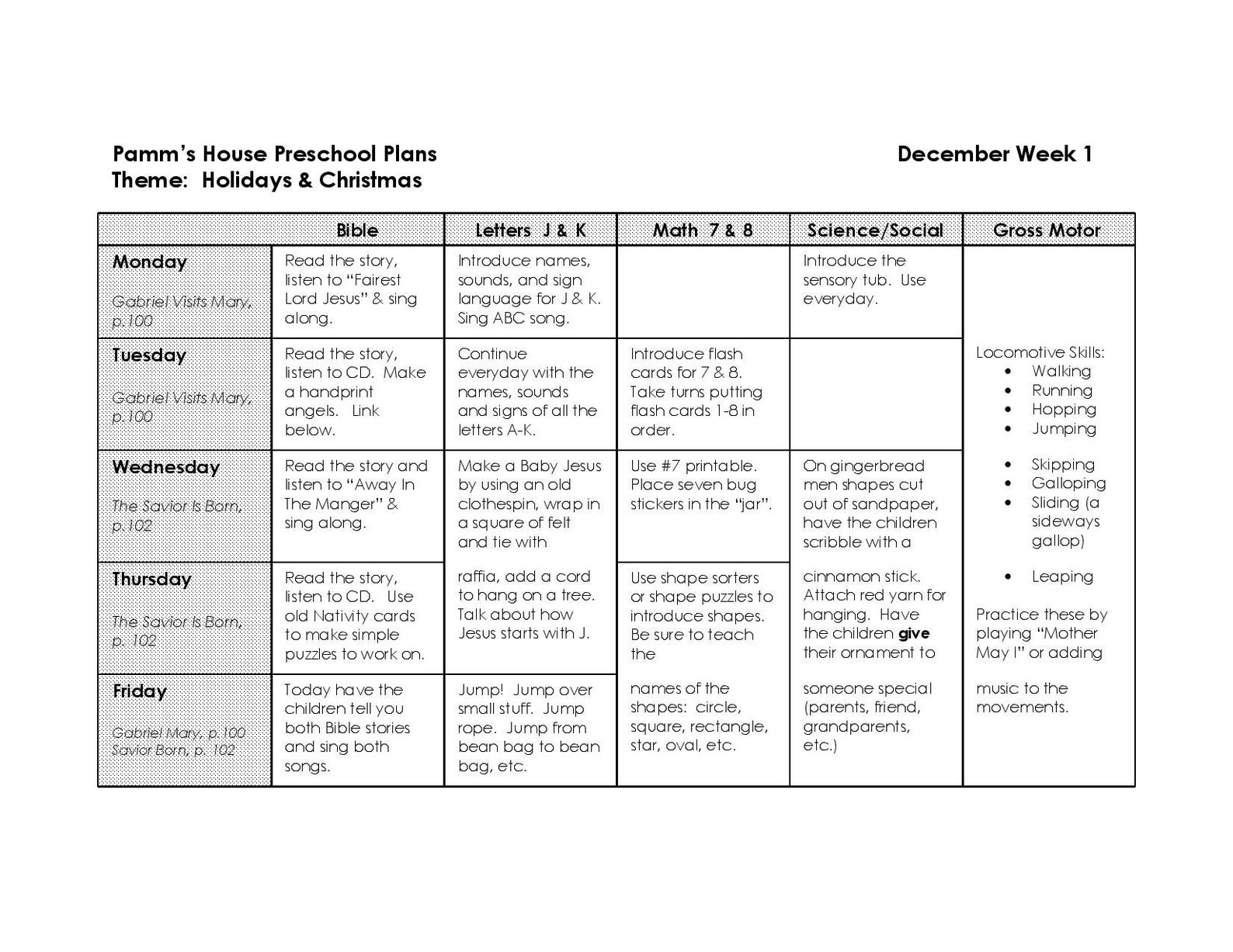 Preschool Lesson Plans for December - Bible Based - Learn Through Play ...