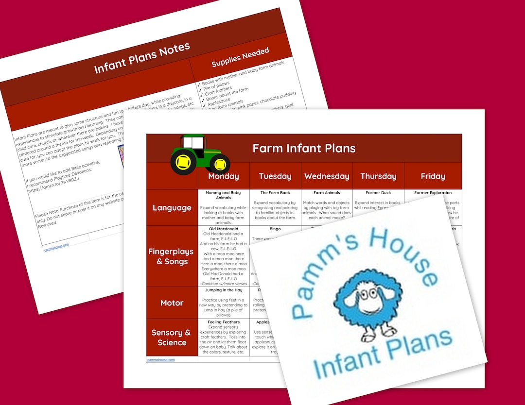 Farm Printable Infant Lesson Plans for Baby - Learning Through Play - Etsy