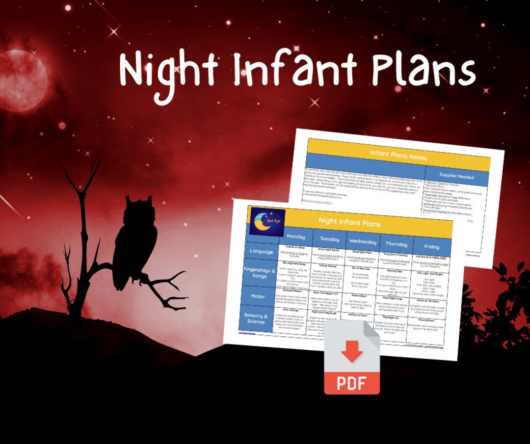Night Printable Infant Lesson Plans for Baby - Learning Through Play - Etsy