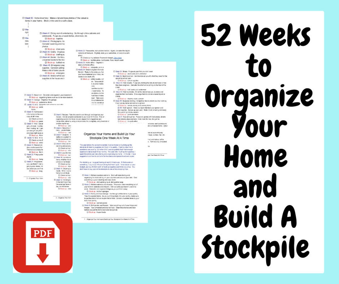 52 Weeks to Organize Your Home and Build A Stockpile - Etsy