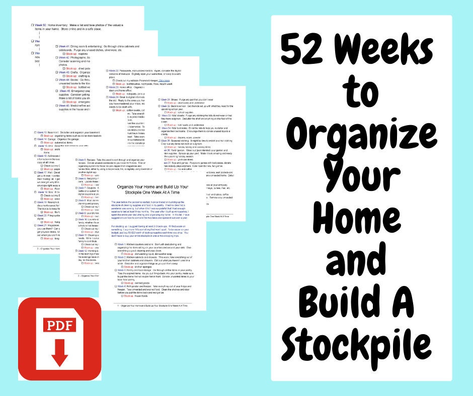 52 Weeks to Organize Your Home and Build A Stockpile - Etsy