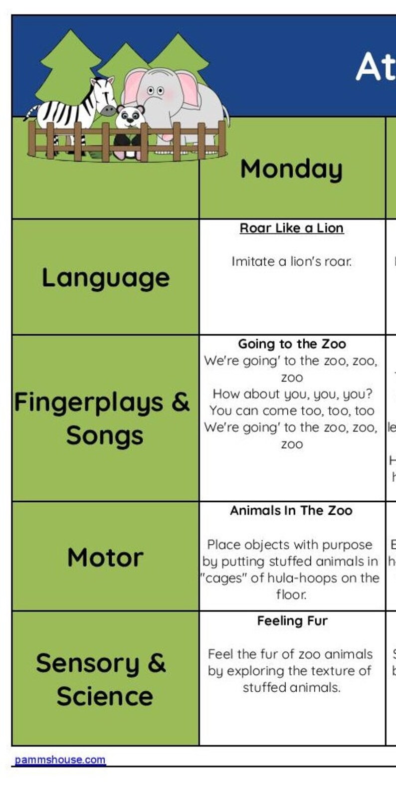 At the Zoo Printable Infant Lesson Plans for Baby - Learning Through ...