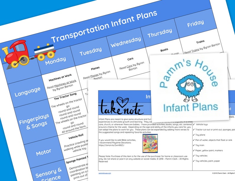 Transportation Printable Infant Lesson Plans for Baby - Learning ...