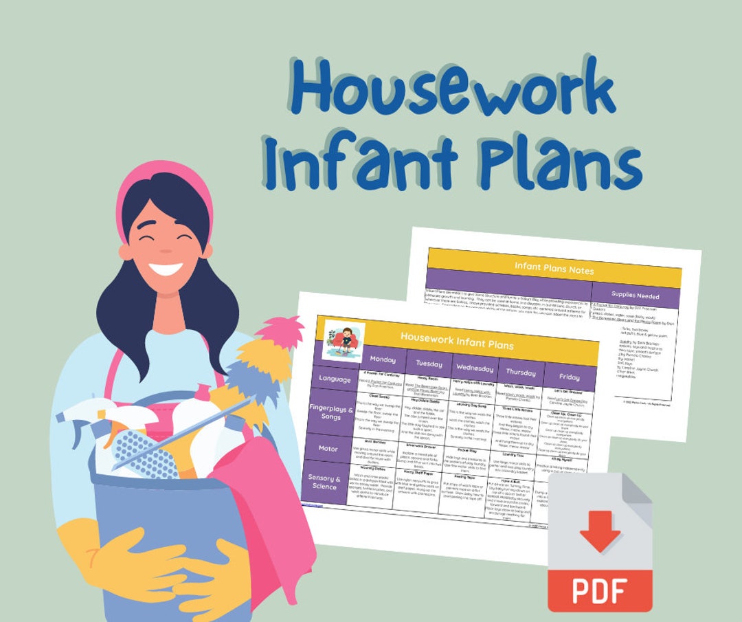 Housework Printable Infant Lesson Plans for Baby - Learning Through ...