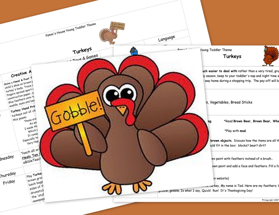 Turkeys Printable Toddler Theme - Learning Through Play - Etsy